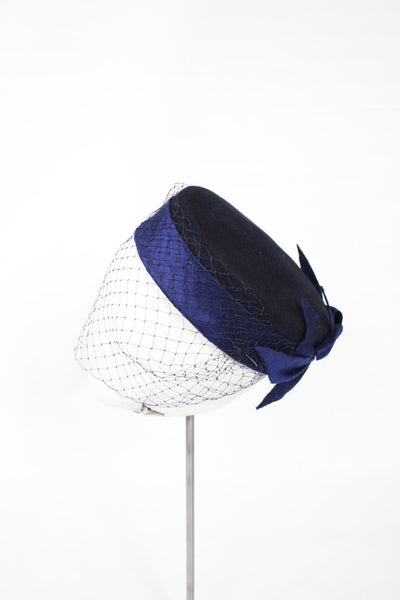 Navy pillbox hat – Annabel Allen Millinery