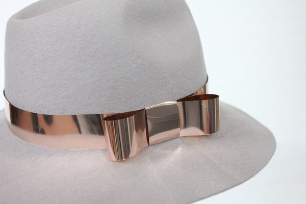 Metallic rose gold fedora hat – Annabel Allen Millinery